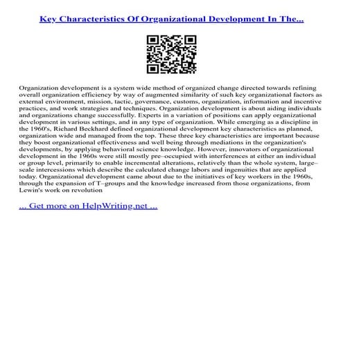 Key Characteristics Of Organizational Development In The... | PDF