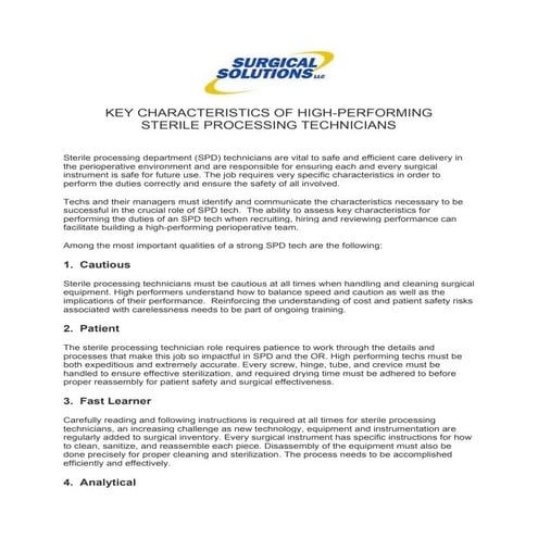 Key Characteristics of SPD Tecnicians | PDF