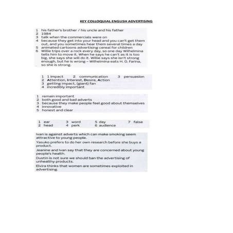 Key colloquial english advertising | DOCX