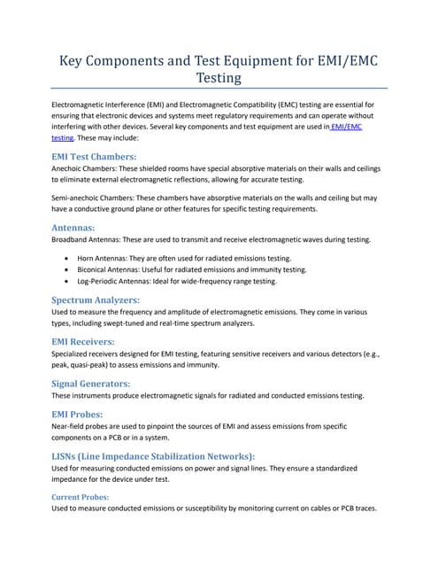Comprehensive Guide to EMI EMC Testing for Electrical and Electronic ...