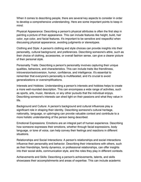 Describing Physical Appearance Presentation | PPT