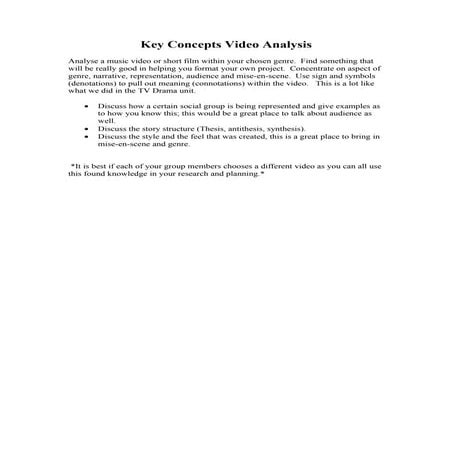 Key Concepts Video Analysis | DOC