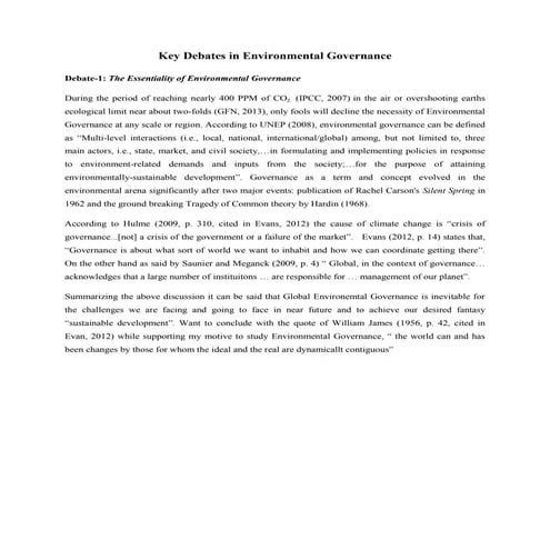 Key Debates in Environmental Governance | PDF