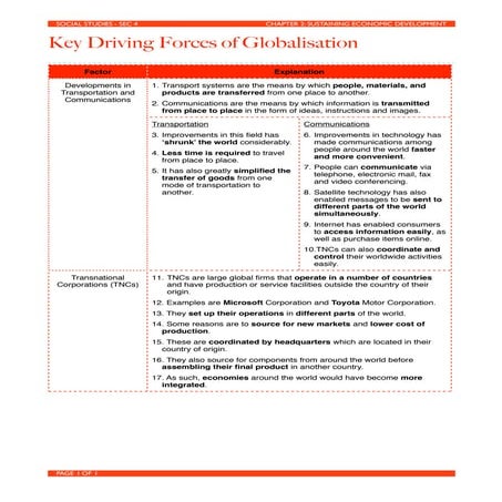 Key Driving Forces of Globalisation [Notes] | PDF