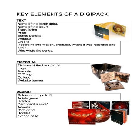 Key elements of a digipack | DOC