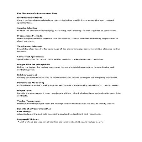 Key Elements of a Procurement Plan.docx. | DOCX