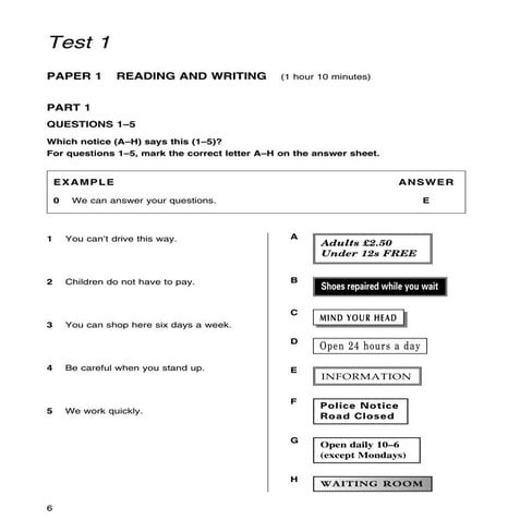 Cambridge KET 1 with answers | PDF