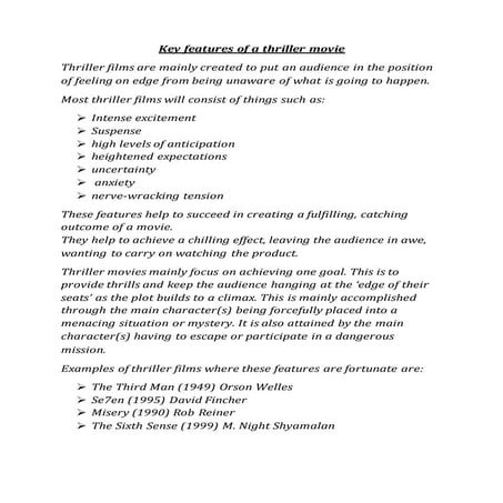 Key features of a thriller movie | DOCX