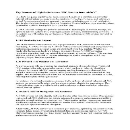 Key Features of High-Performance NOC Services from AI-NOC | DOCX