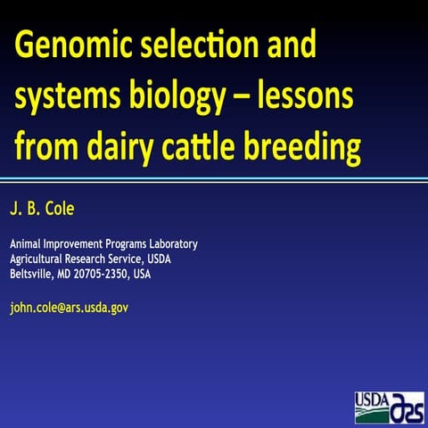 Genomic selection and systems biology – lessons from dairy cattle ...