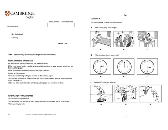 Pt3 listening sample test qp | PDF