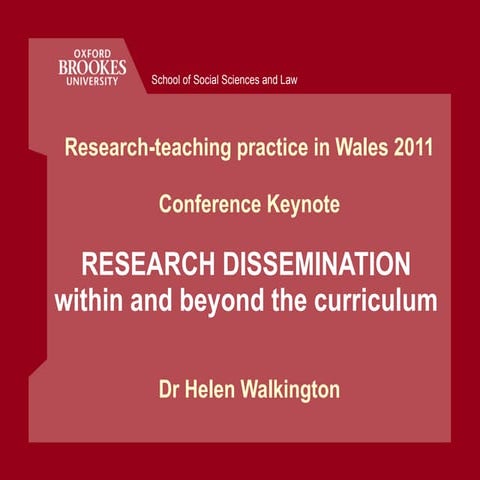 Research dissemination within and beyond the curriculum | PPT