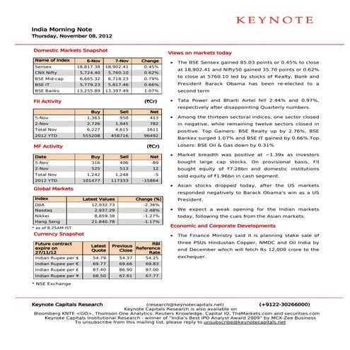 Keynote capitals india morning note 08 november-12 | PDF