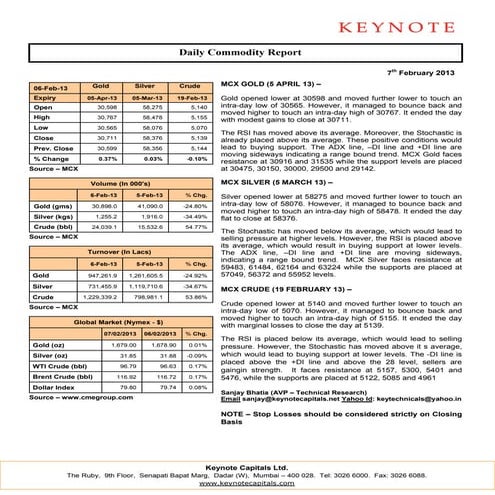 Keynote commodity daily report for 070213 | PDF