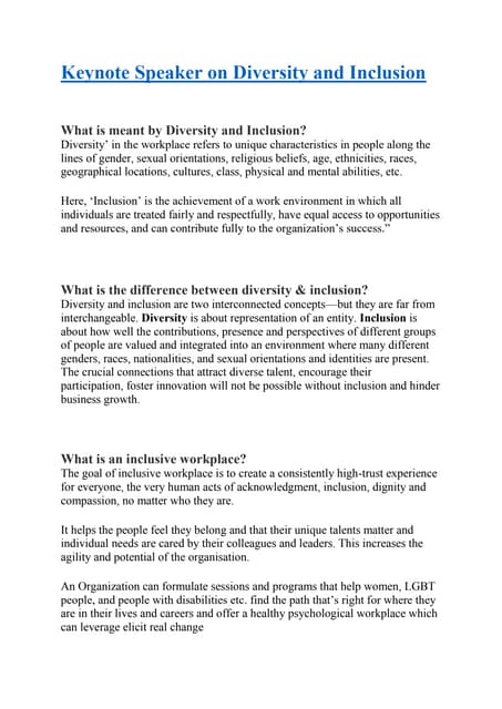 Diversity at workplace | PPT