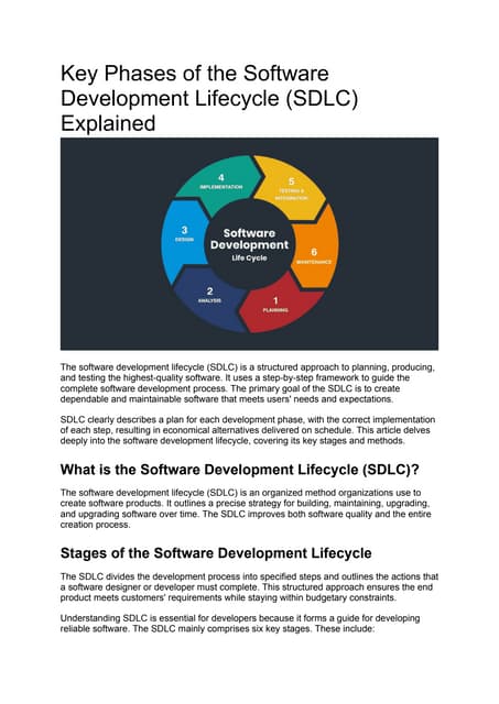 Best Practices In Software Development Life Cycle Sdlc Pdf