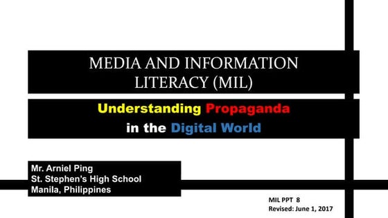 Media and Information Literacy (MIL) - 10. Media and Information ...