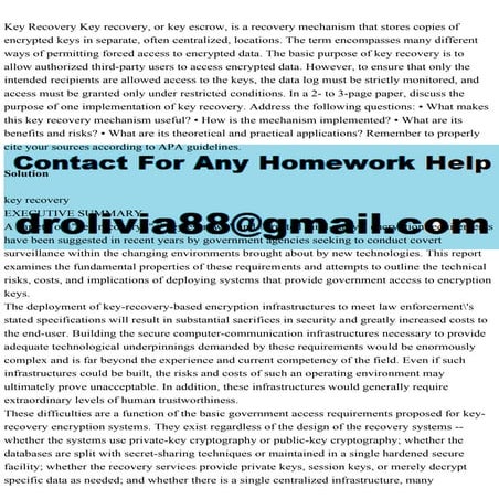 Key Recovery Key recovery, or key escrow, is a recovery mechanism th.pdf