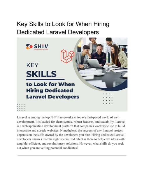Key Skills To Look For When Hiring Dedicated Laravel Developers 1pdf