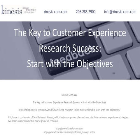 Keys to Customer Experience Research Success: Start with Objectives | PPT