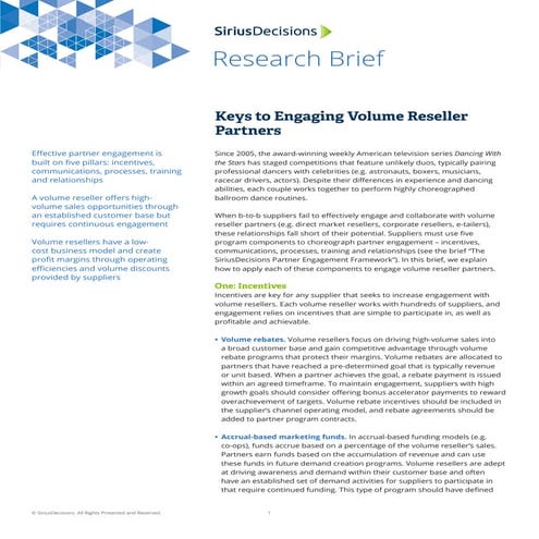 SiriusDecisions Channel Sales Strategies Research Brief: Keys to ...