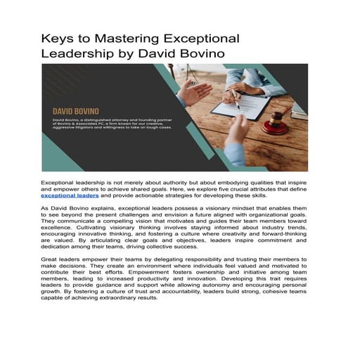 Keys to Mastering Exceptional Leadership by David Bovino.pdf
