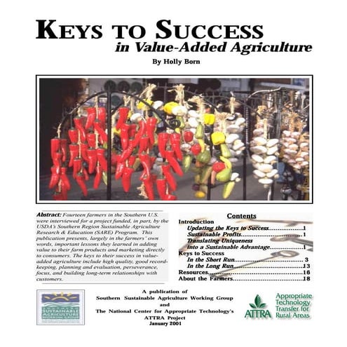 Keys to Success in Value-Added Agriculture | PDF