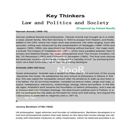 Law and Politics Society - Key Thinkers - Philosphers | PDF