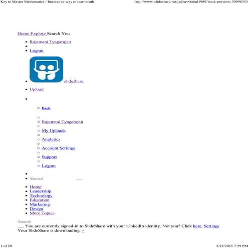Key to master mathematics innovative way to learn math | PDF