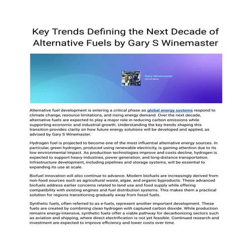 Key Trends Defining the Next Decade of Alternative Fuels by Gary S ...