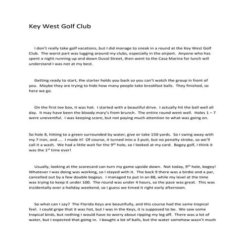 Key West Golf Club in Florida Review..... | PDF