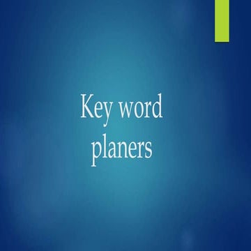 Key Word Planner & Seo's Strategies | PPT