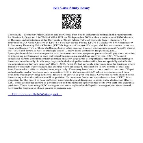 Kfc Case Study Essay | PDF
