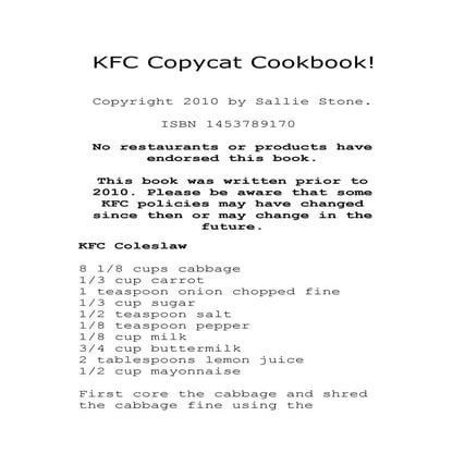 Kfc copycat cookbook! | PDF