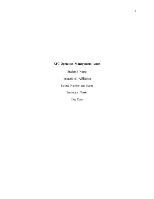 Operations strategies of KFC | PPT