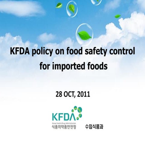 KFDA Policy on Food Safety Control for Imported Foods | PDF