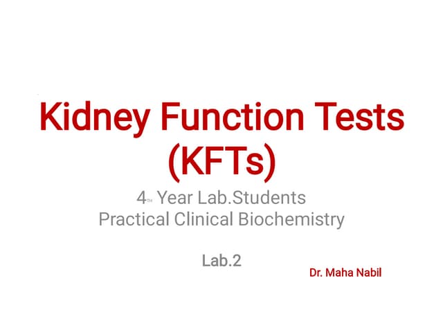 Renal Function Tests (RFT) | PPTX