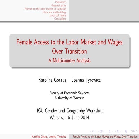 Female access to the labor market and wages over transition | PDF