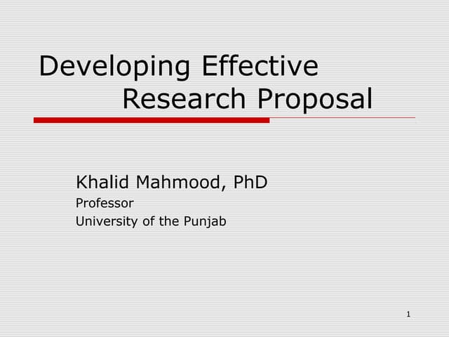 Developing a research proposal | PPTX