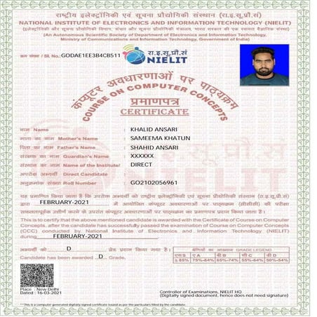 Khalid ccc certificate | PDF