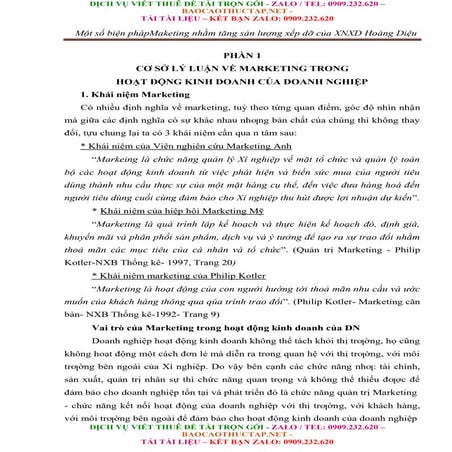 Khóa Luận Một Số Biện Pháp Maketing Nhằm Tăng Sản Lượng Xếp Dỡ Của Xnxd ...