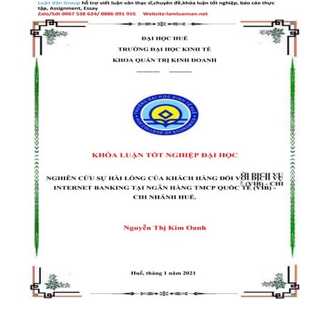Khóa luận Nghiên cứu sự hài lòng của khách hàng đối với dịch vụ Internet Banking của ngân hàng ...