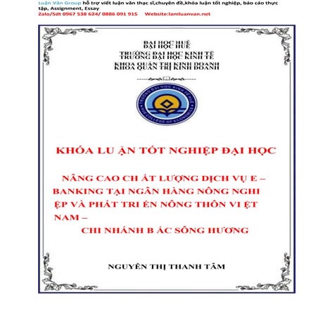 Khóa luận Nâng cao chất lượng dịch vụ E-banking tại Ngân hàng Nông nghiệp và Phát triển Nông ...