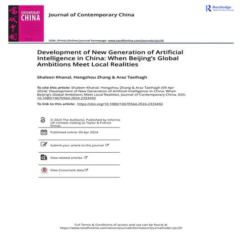 Development of New Generation of Artificial Intelligence in China | PDF