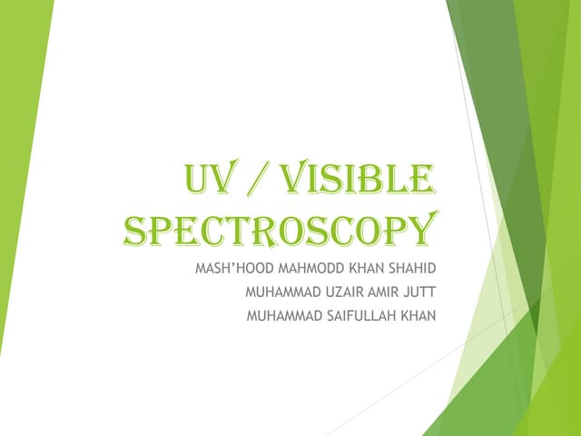 Applications Of Uv Visible Spectroscopy Pptx Chemistry Science