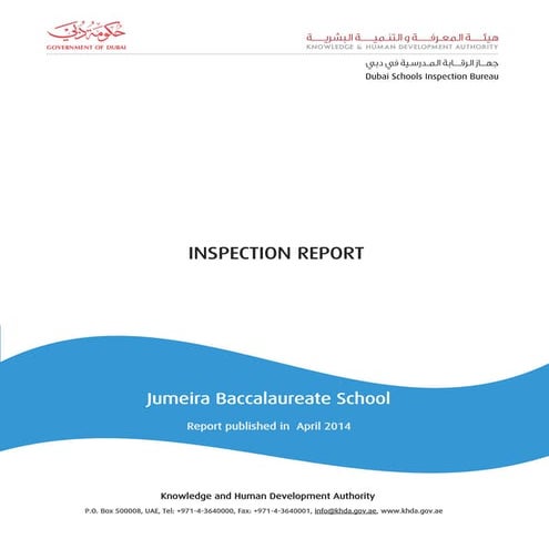 KHDA Inspection Report - Uptown School | PDF