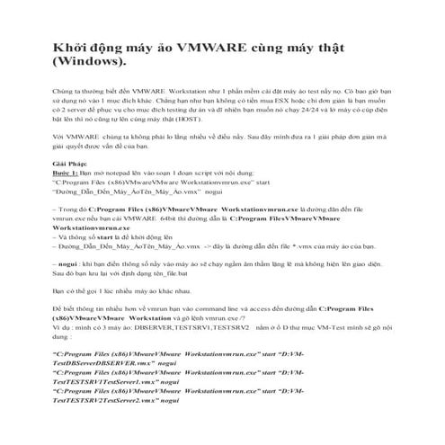 Khởi động máy ảo vmware cùng máy thật | DOCX