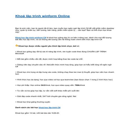 Khoa hoc lap trinh winform | PDF