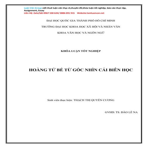 Luận Văn: HOÀNG TỬ BÉ TỪ GÓC NHÌN CẢI BIÊN HỌC | DOCX