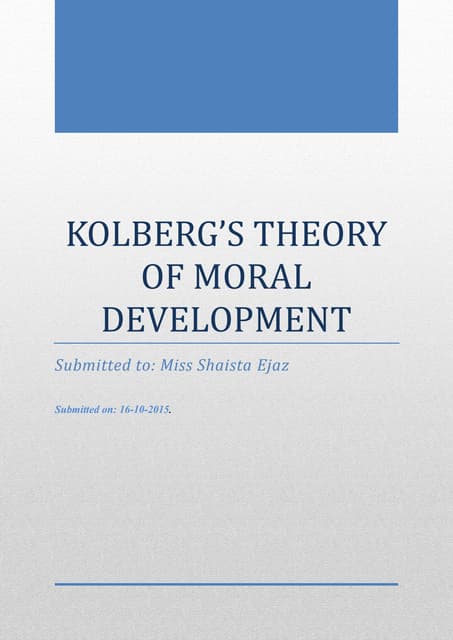 Moral Development - Components, Theories and Characteristics of Learners | PPT